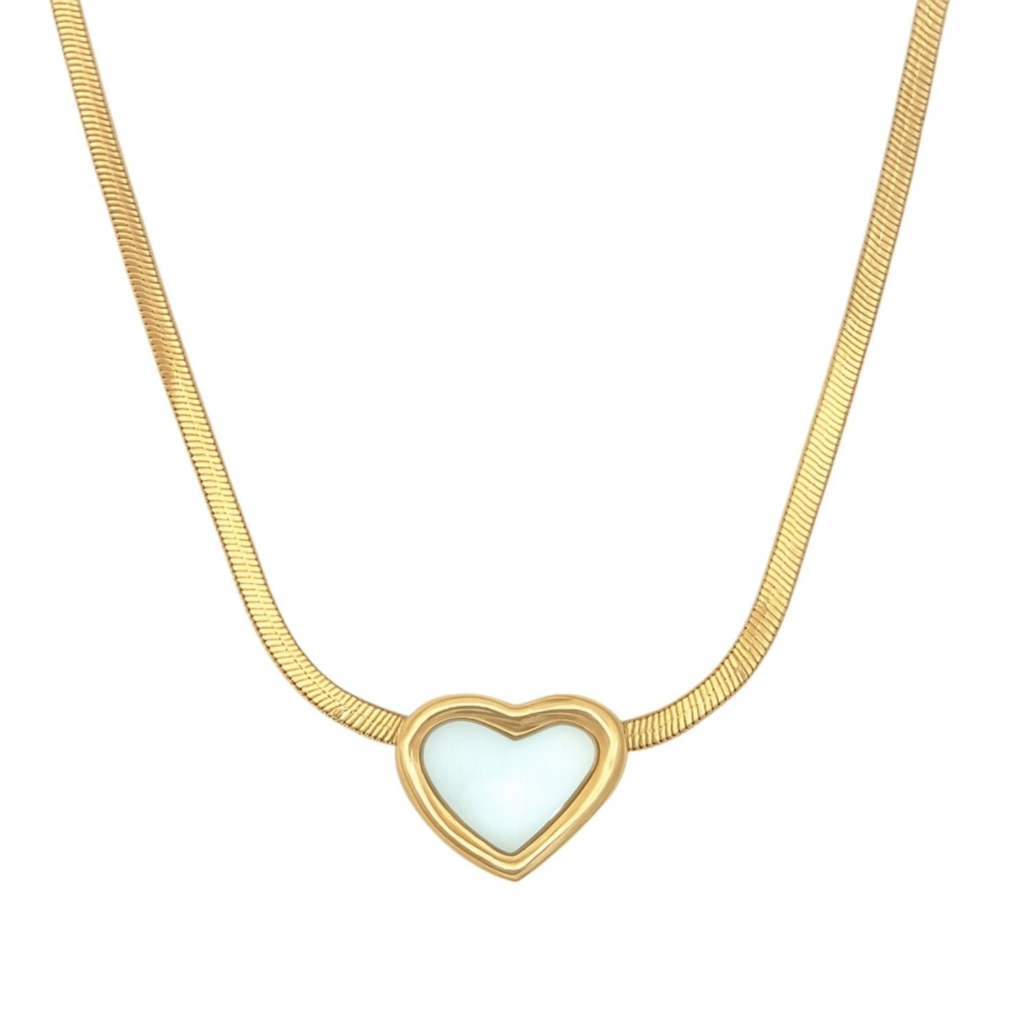 Lant Placat cu Aur Herringbone Heart